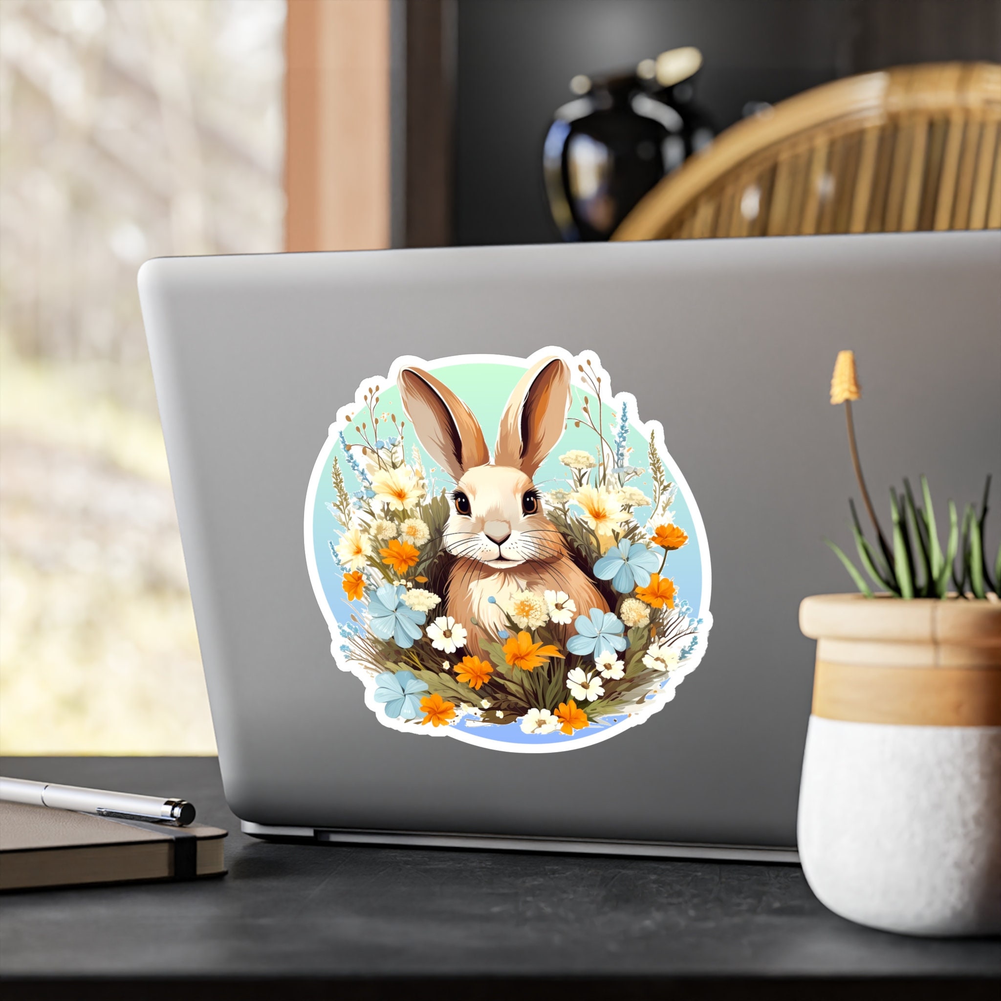 Wildflower Rabbit Sticker Vinyl Decal Water Bottle Cute - Etsy