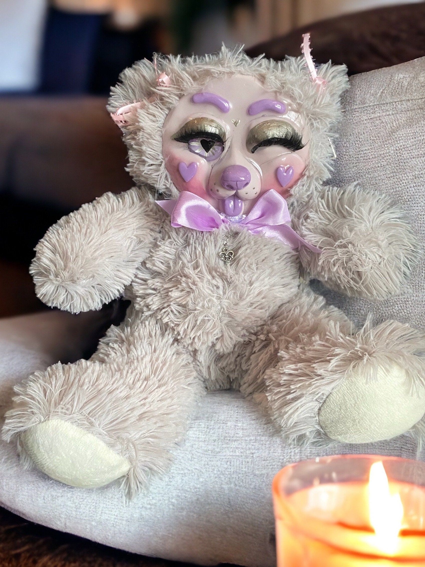 13 Winking Bear Handsculpted Clay Face Teddy Bear Retro Rubber Face ...