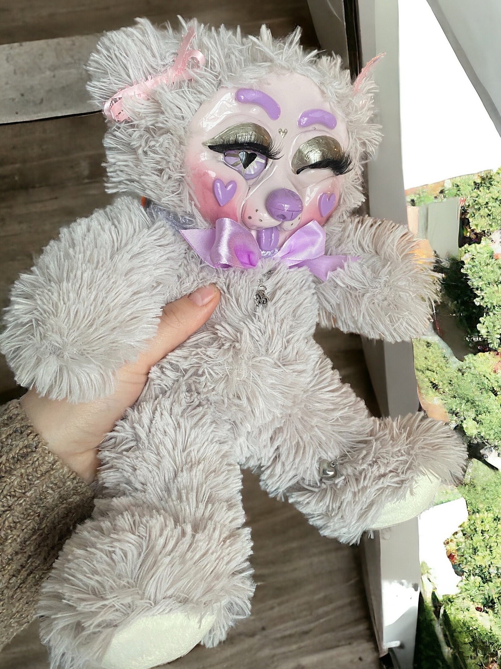 13” Winking Bear - Handsculpted Clay Face Teddy Bear - Retro Rubber ...