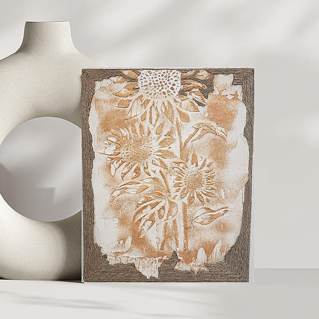 Sunflower Textured Boho Art Simple Defined Textured Boho Art Wall ...