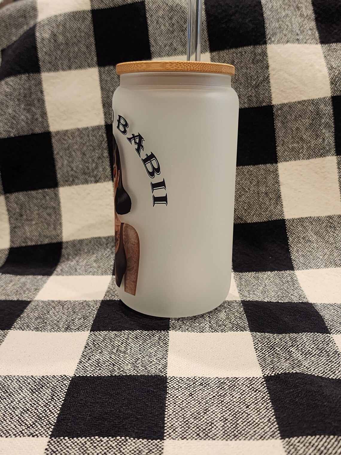 Ink & Elegance: Tattoo Babii Glass Cups for Edgy Sips 16 Oz Frosted ...