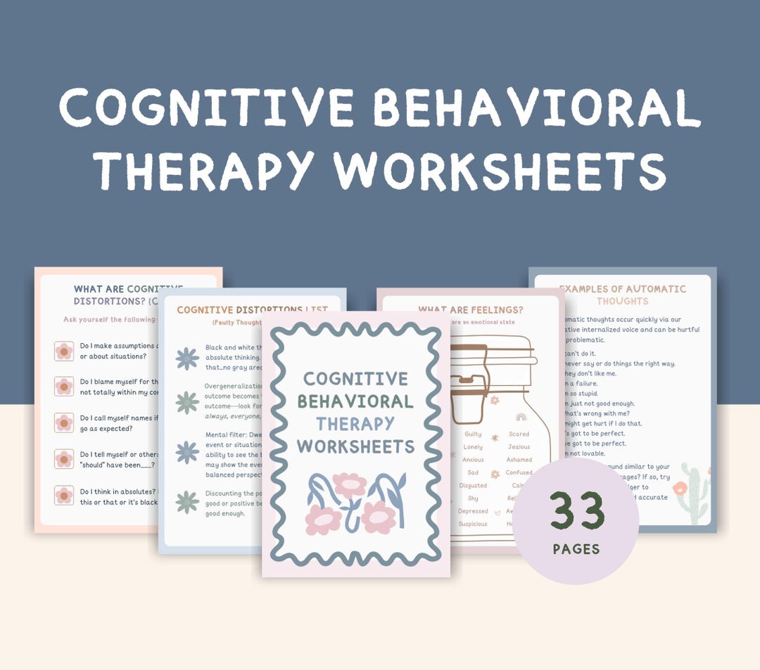 Cognitive Behavioral Therapy Worksheets, CBT Therapy, Mental Health ...