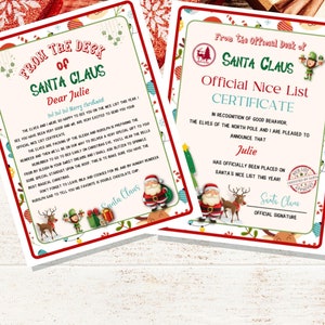 Printable Letter From Santa, Official Nice List Certificate ...
