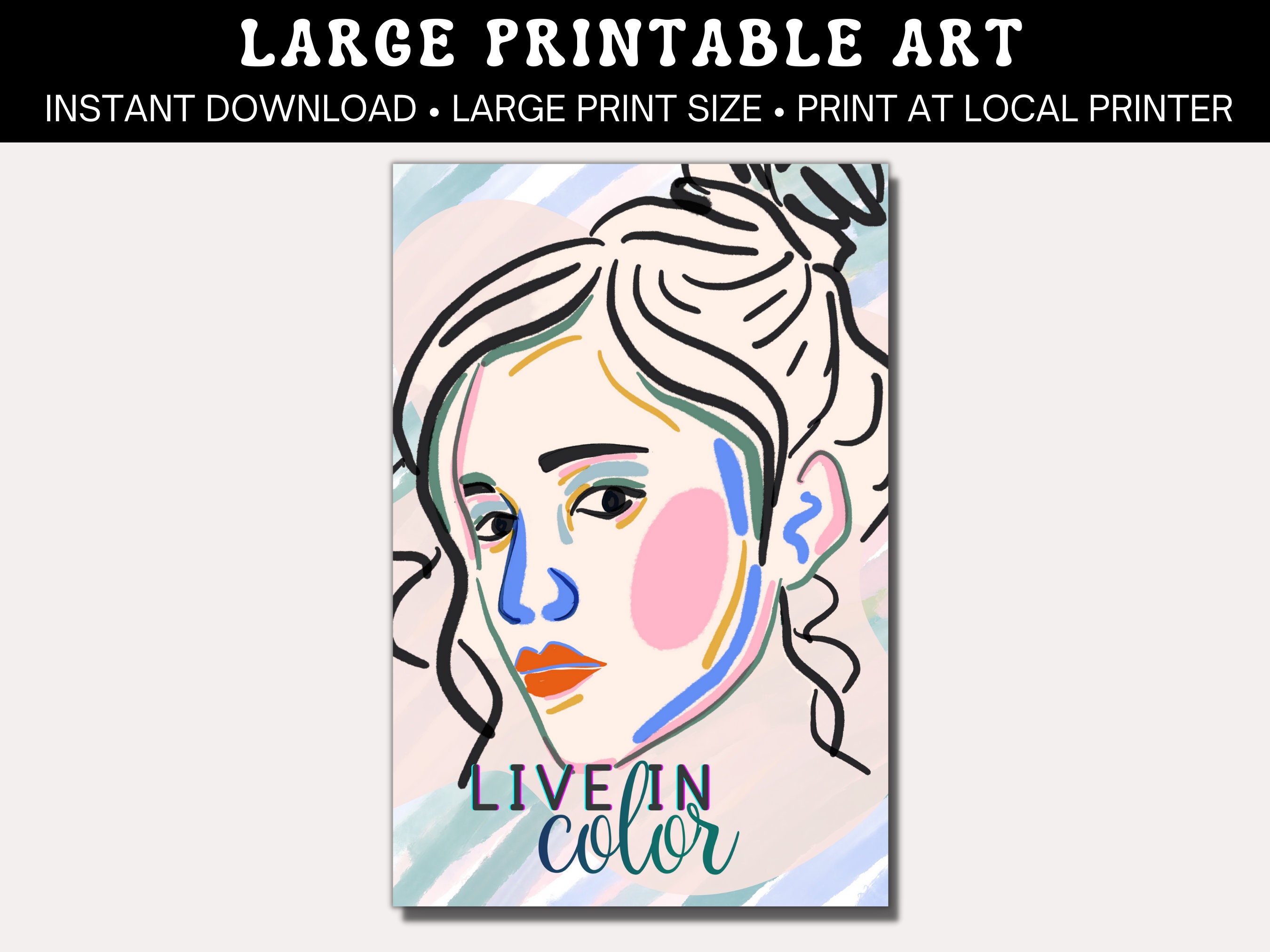 Printable Contemporary Woman Wall Art Multiple Size Options Instant