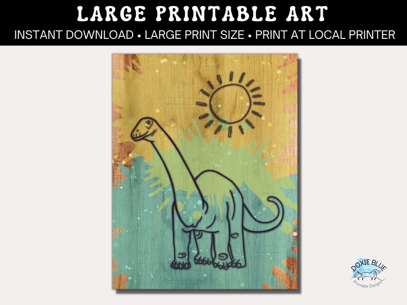 Printable Brontosaurus Dinosaur Wall Art, Multiple Size Options Instant ...