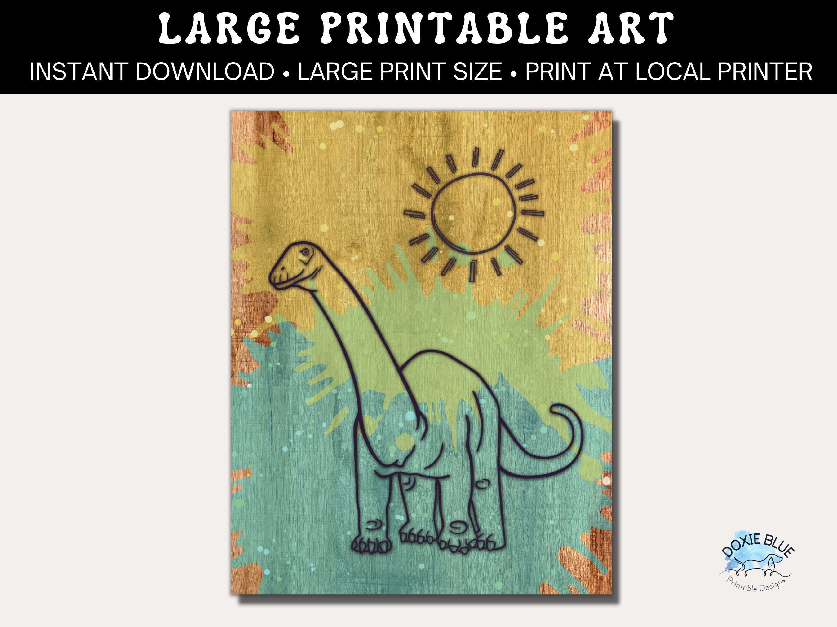 Printable Brontosaurus Dinosaur Wall Art, Multiple Size Options Instant ...