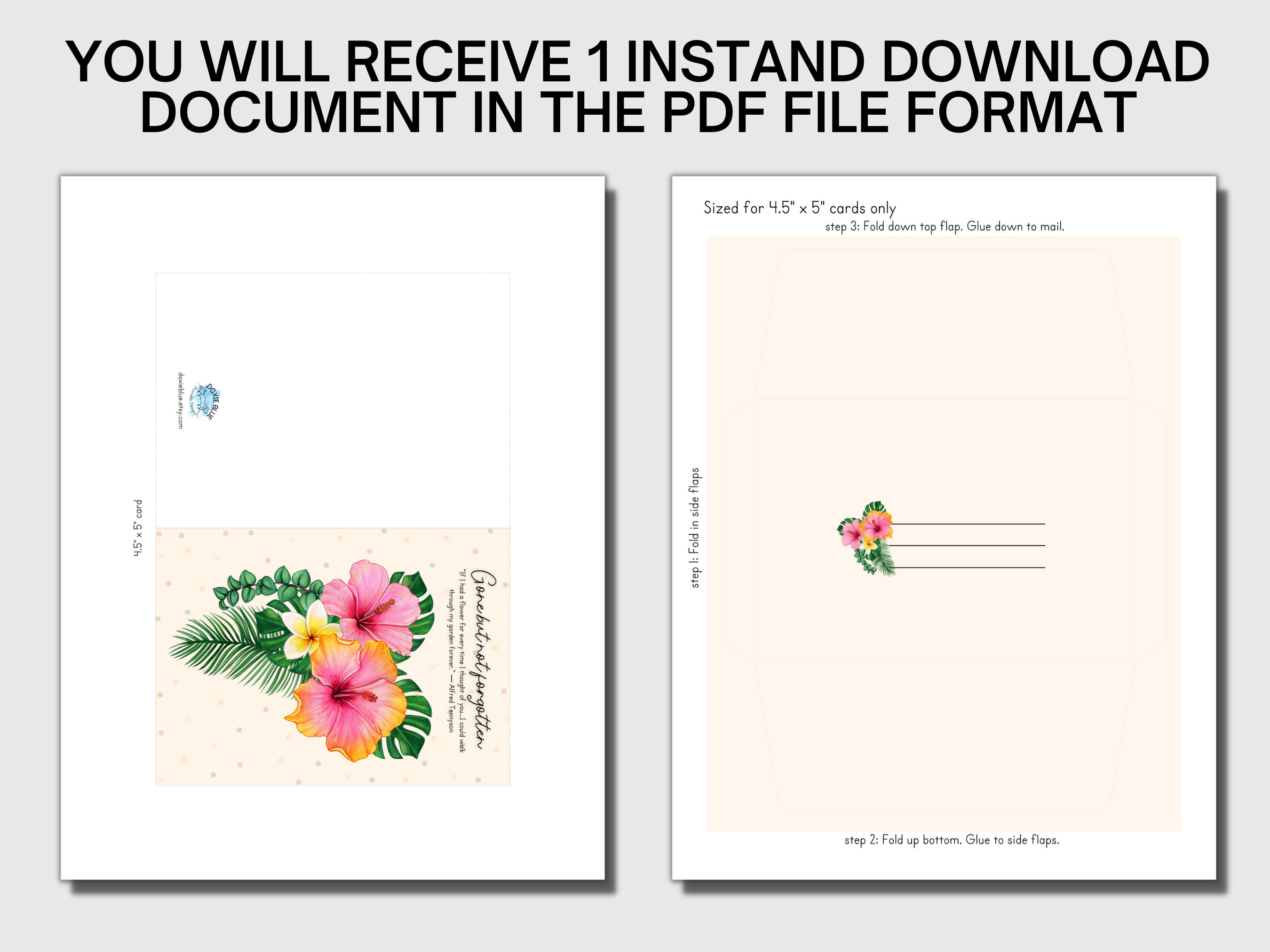 Sympathy Card and Envelope to Print at Home, 3.5x5 4x5.5, US Letter ...