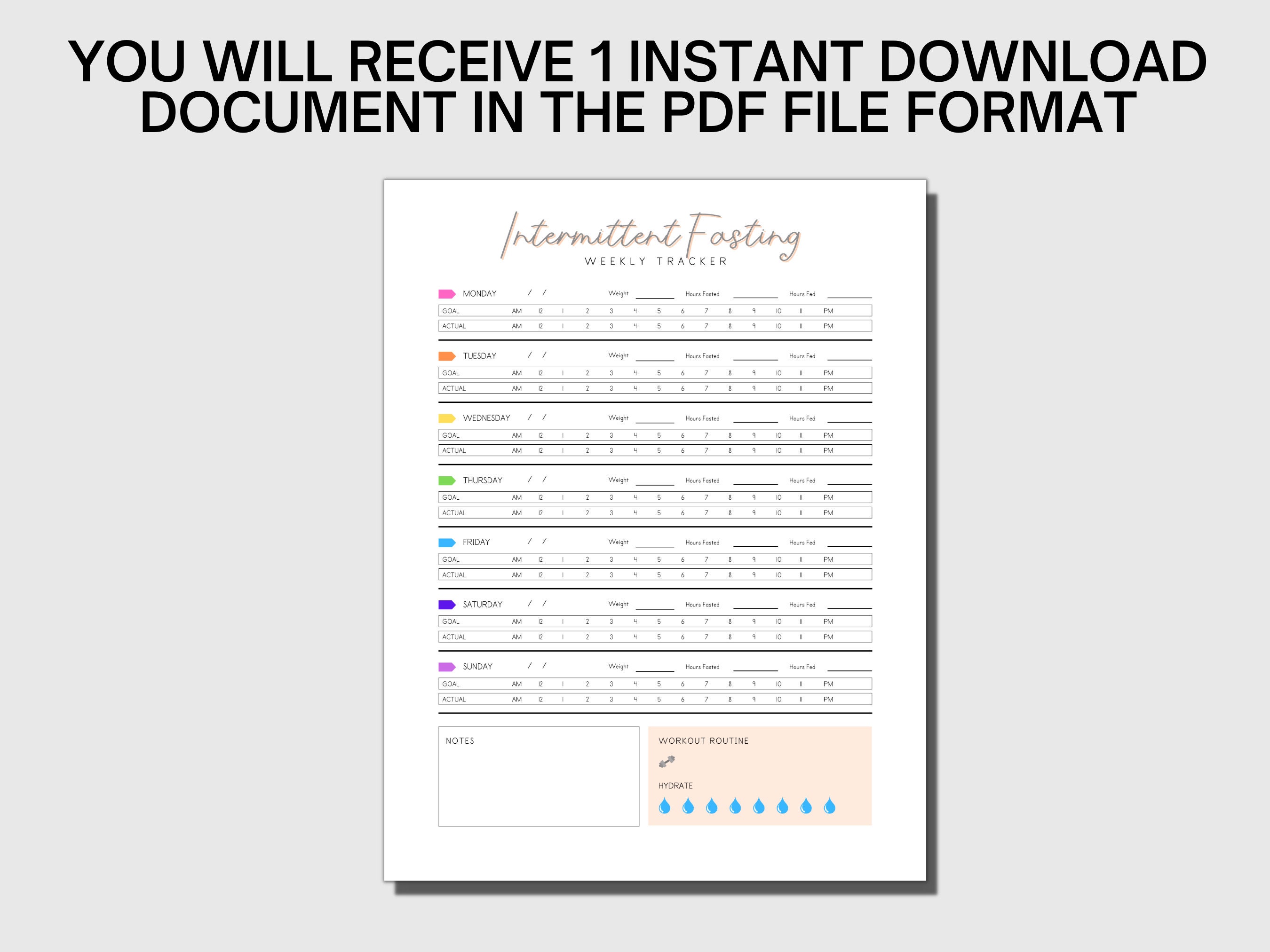 Intermittent Fasting Log Simple Design to Print at Home, US Letter ...