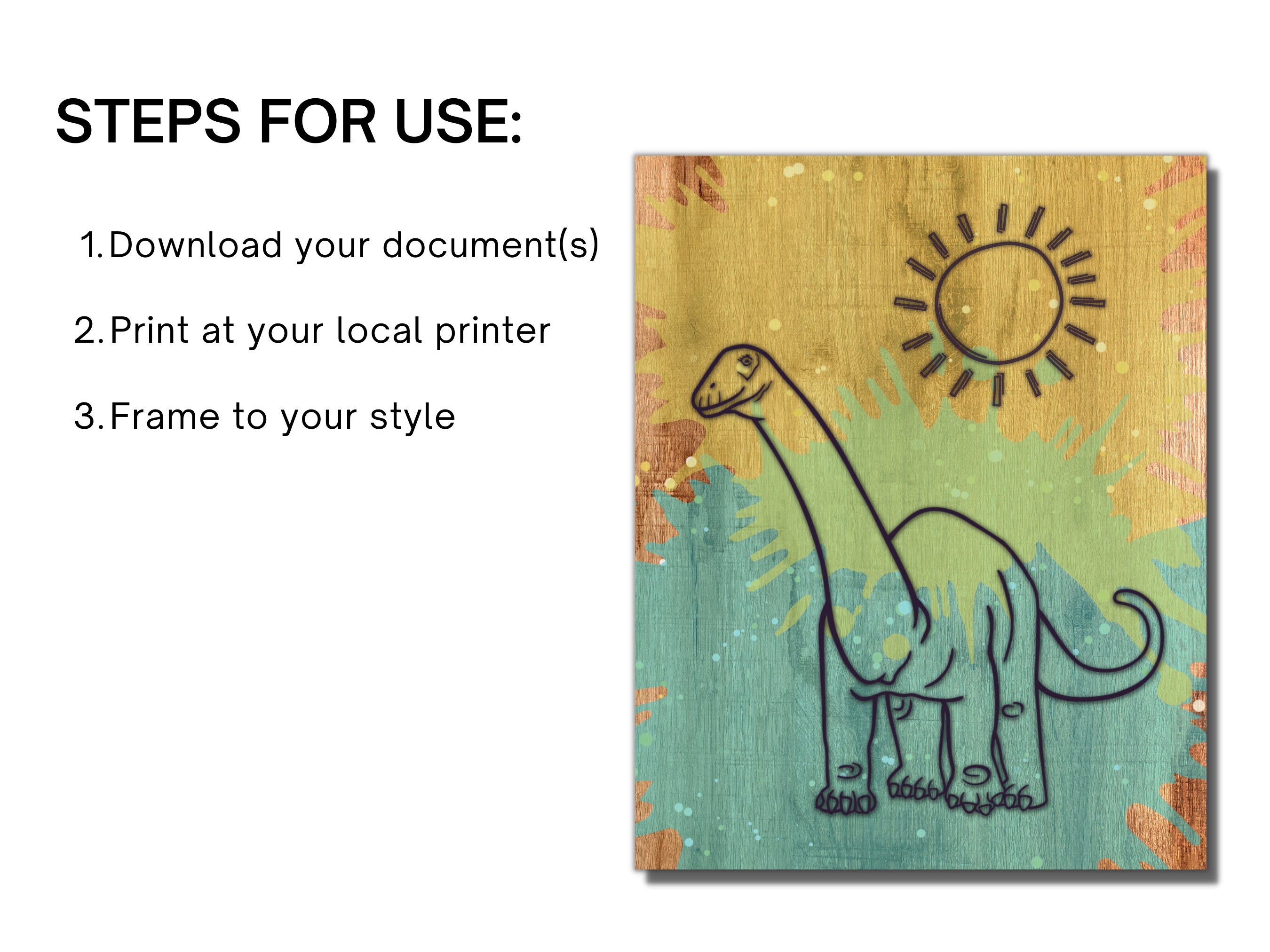 Printable Brontosaurus Dinosaur Wall Art, Multiple Size Options Instant Download Art - Etsy