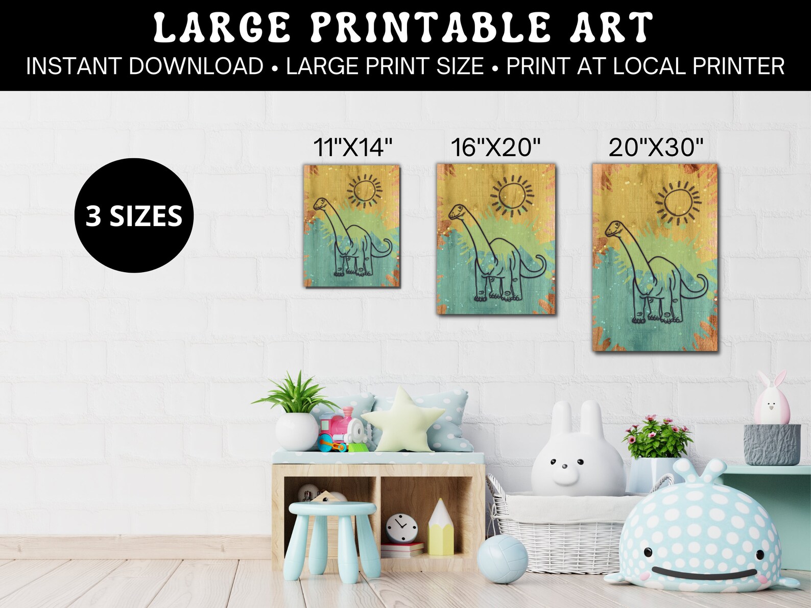 Printable Brontosaurus Dinosaur Wall Art, Multiple Size Options Instant ...