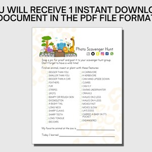 Children's Zoo Photo Scavenger Hunt to Print at Home, US Letter ...