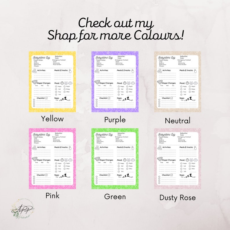 Babysitting Log Sheet, Information and Agreement Sheet Bundle Blue - Etsy