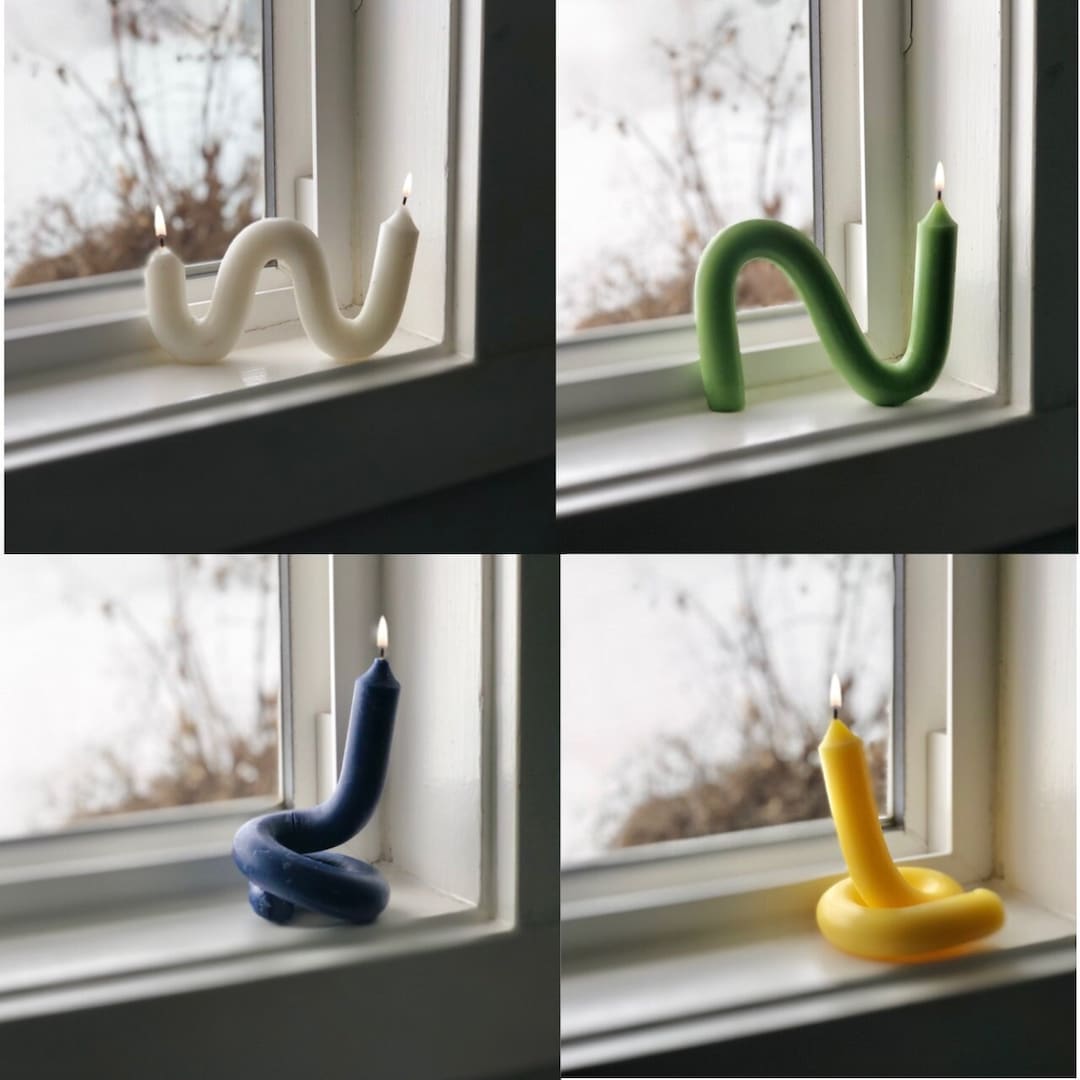 Handmade Abstract Bendy Unscented Candles 4 Colors to Choose From - Etsy