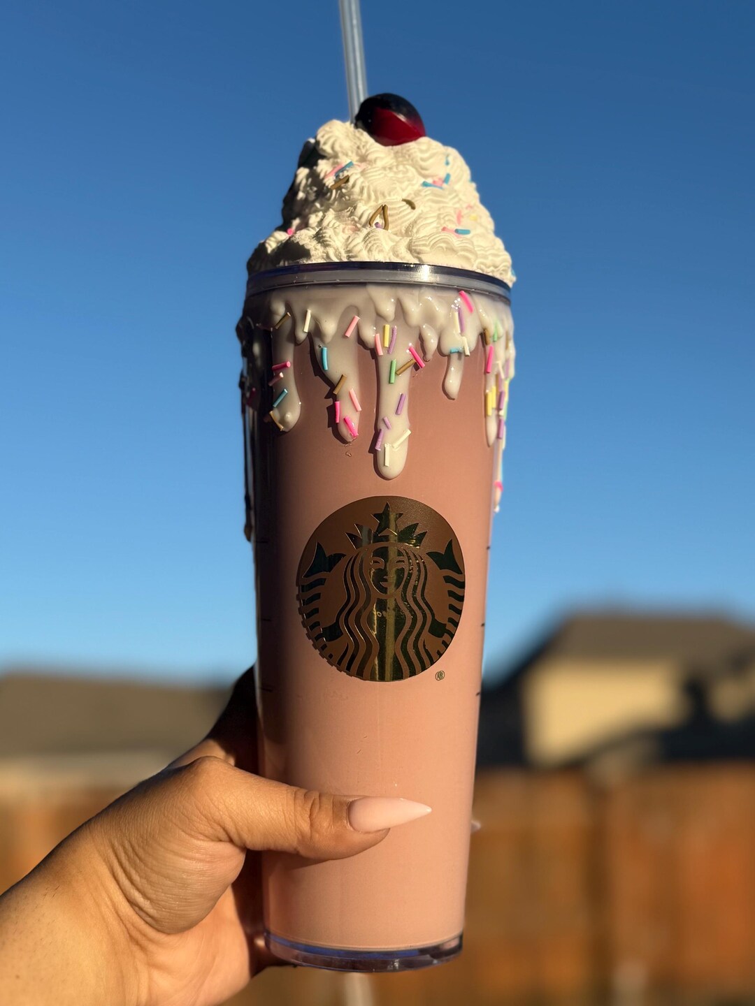 Ice Cream Dessert Sprinkle Drip With Topper Starbucks - Snowglobe ...
