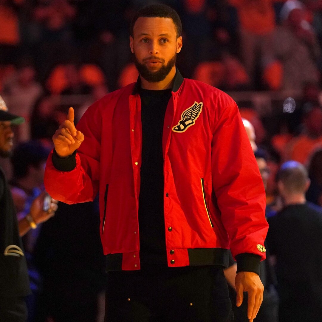 Steph Curry Red Jacket, Red Varsity Jacket, Shoe With Wing Logo Jacket ...