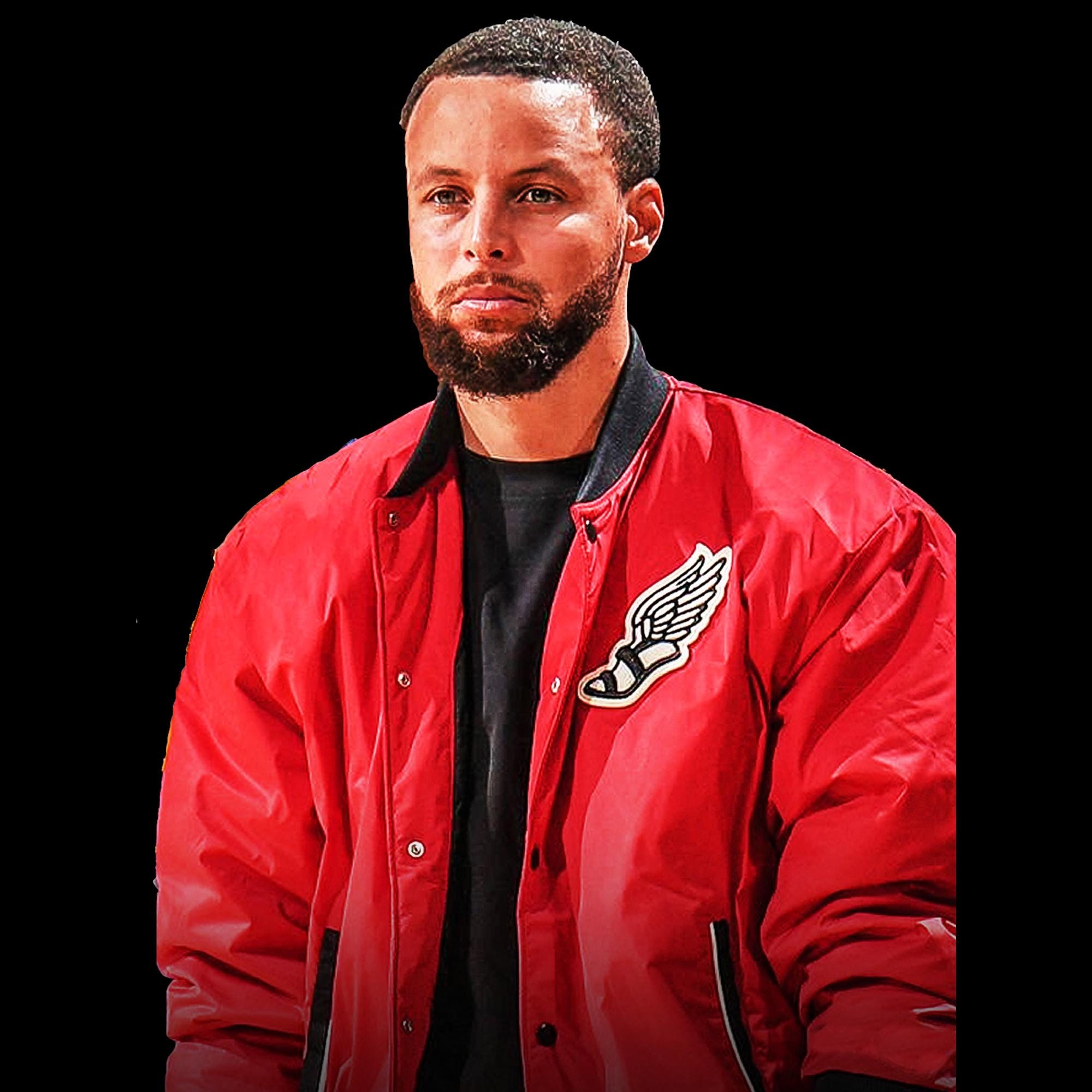 Steph Curry Red Jacket, Red Varsity Jacket, Shoe With Wing Logo Jacket ...