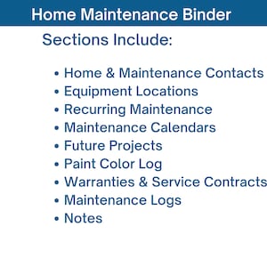 Home Maintenance Binder Fillable PDF | Printable Maintenance Checklist ...