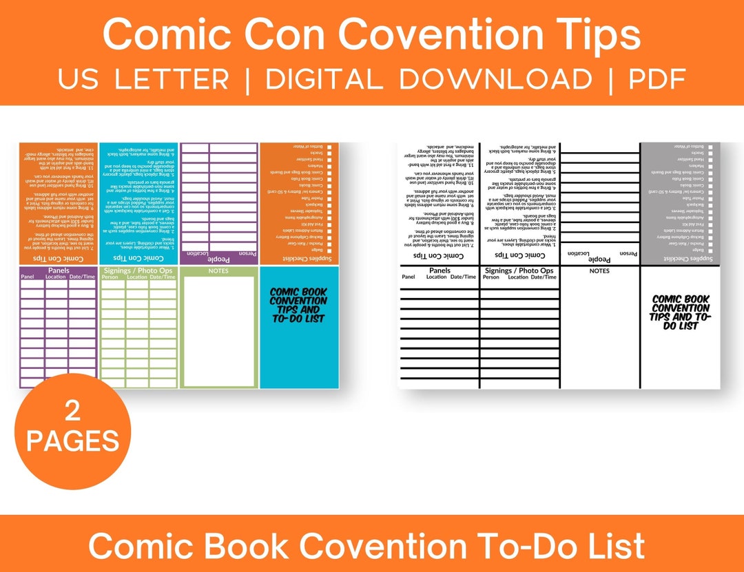 Comic Con Tips & To-do List | Printable, Pocket Planner, Digital ...