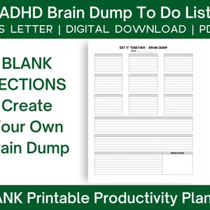 Blank ADHD Brain Dump to Do List | Daily Planner Template, Productivity ...