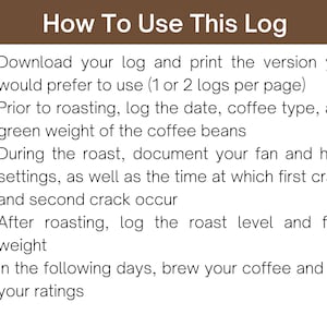 Freshroast Coffee Roasting Log, SR540 SR800 Home Roasters Logbook ...