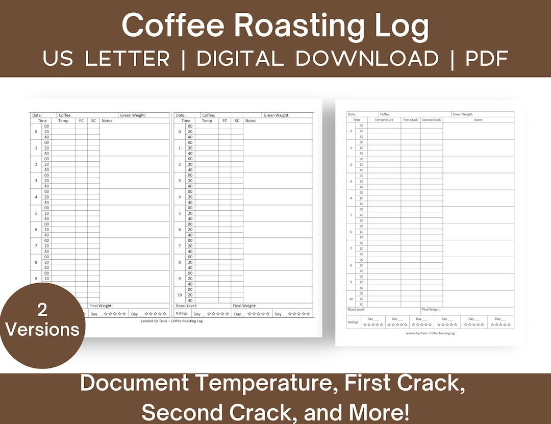 Coffee Roasting Log, Home Roasters Logbook | Roast Profile Tracker ...