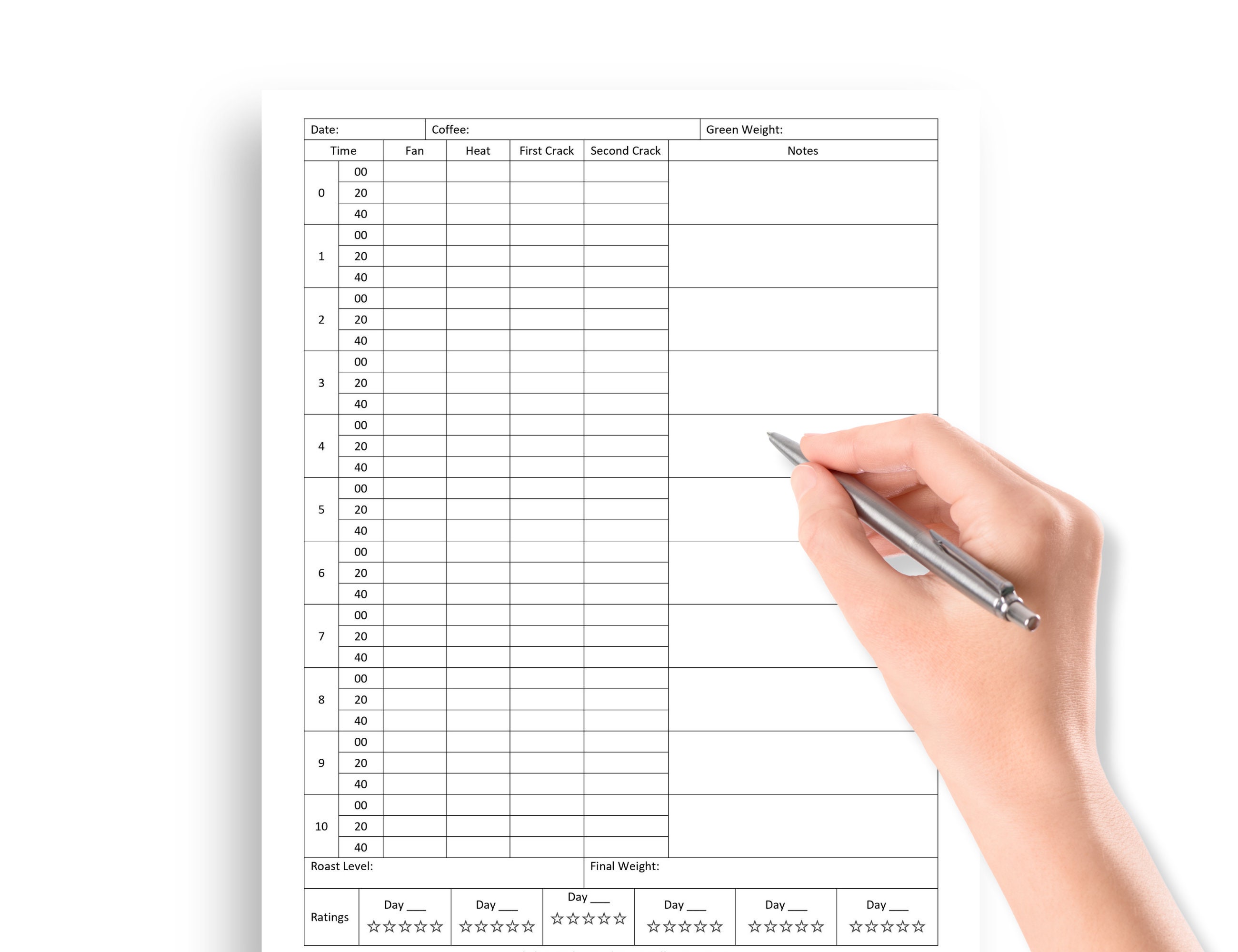 Freshroast Coffee Roasting Log, SR540 SR800 Home Roasters Logbook ...