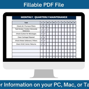 Home Maintenance Checklist Fillable PDF | Printable Recurring ...