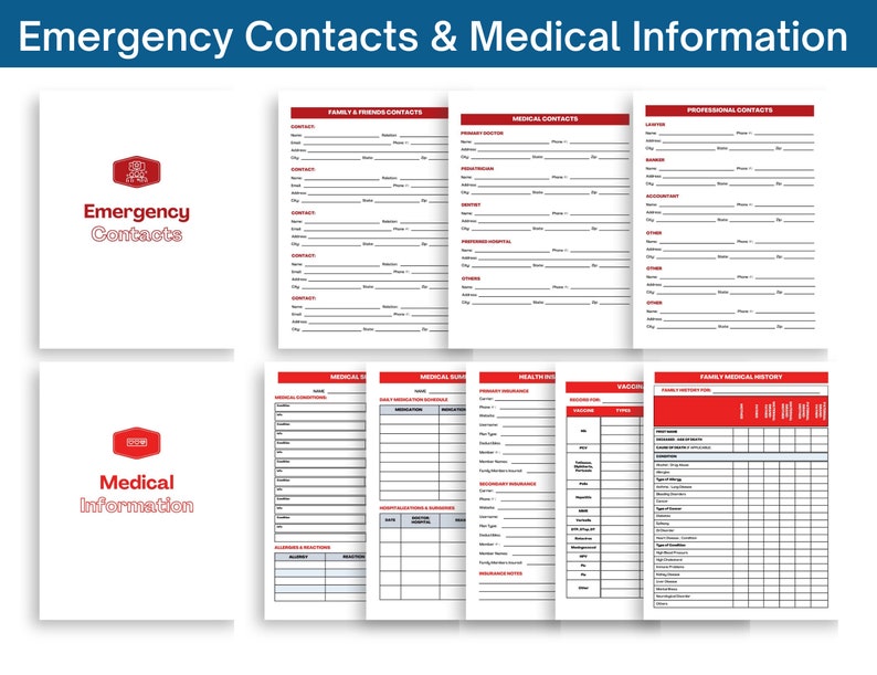 Emergency Binder Fillable and Printable PDF Legacy Planner, in Case of ...