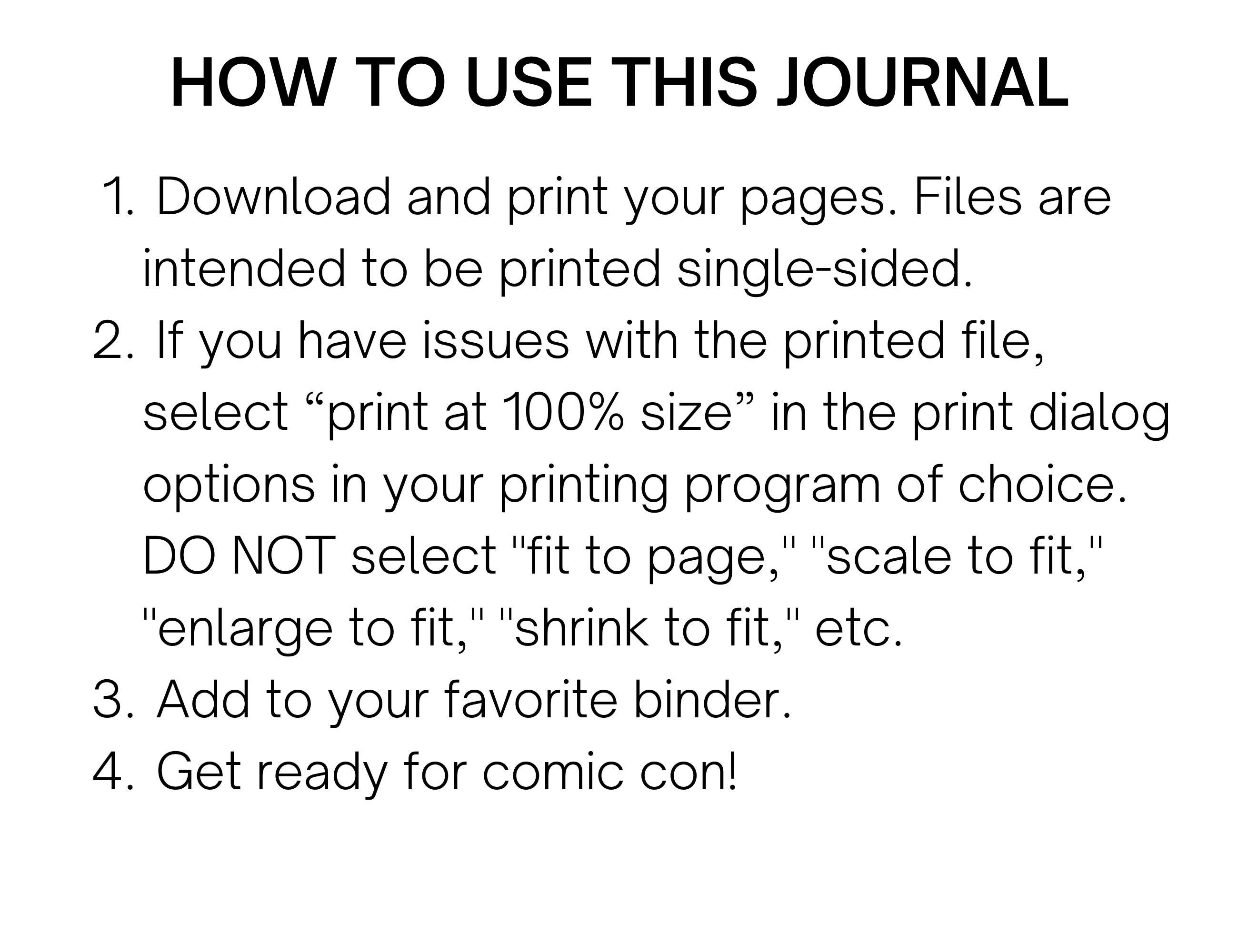 Comic Con Journal | Printable, Pocket Planner, Digital, Instant ...