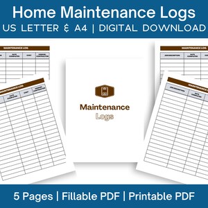 Home Maintenance Log Fillable PDF | Printable Maintenance Log Sheets ...