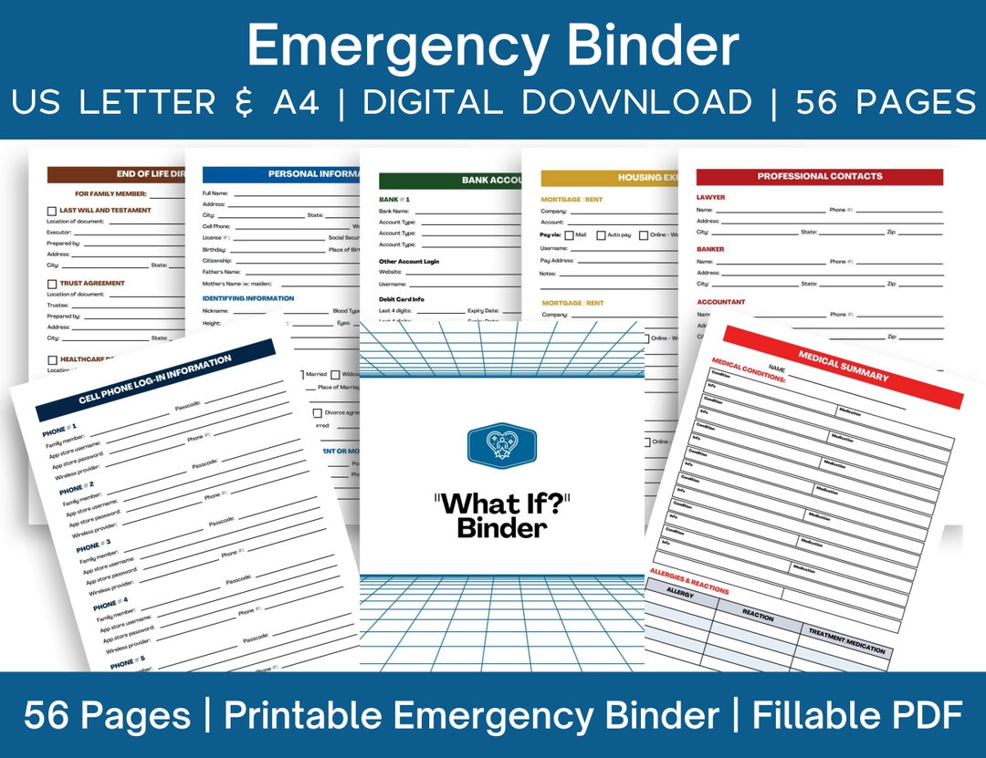 Emergency Binder Fillable and Printable PDF | Legacy Planner, in Case ...