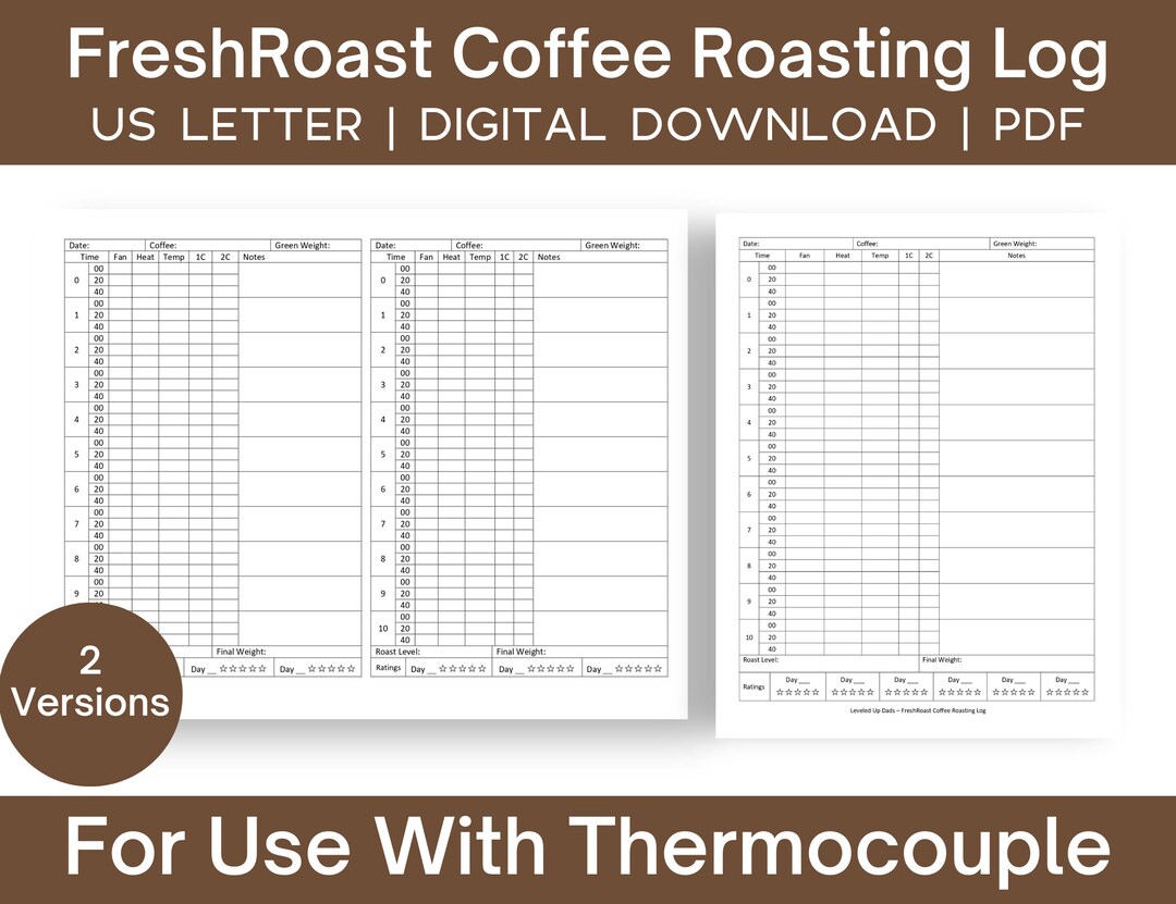 Freshroast Coffee Roasting Log, SR540 SR800 W/ Thermocouple Temperature ...
