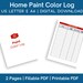Home Paint Color Log Fillable PDF | Printable Paint Color Tracker ...