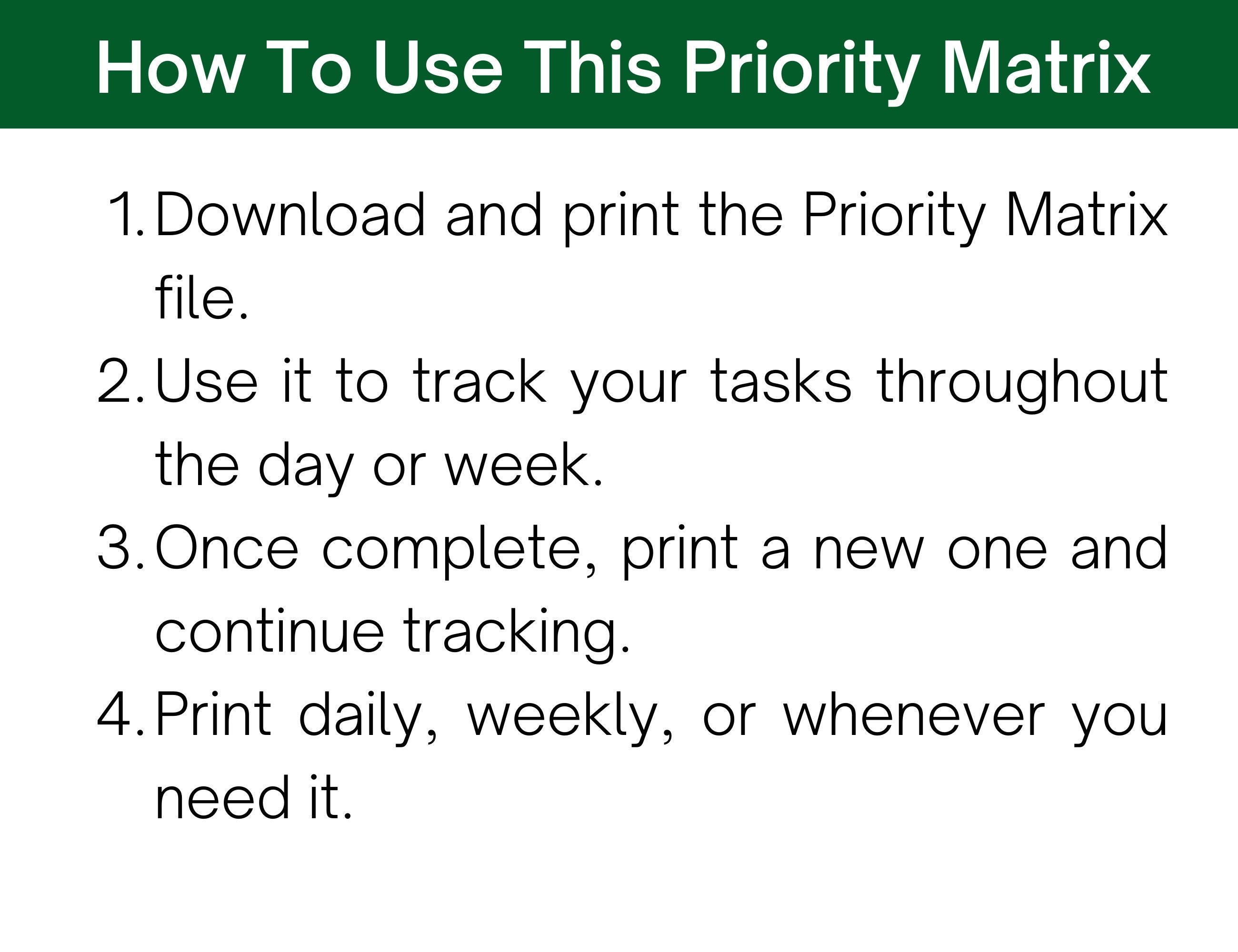 ADHD Priority Matrix to Do List Daily Planner Template, Productivity ...