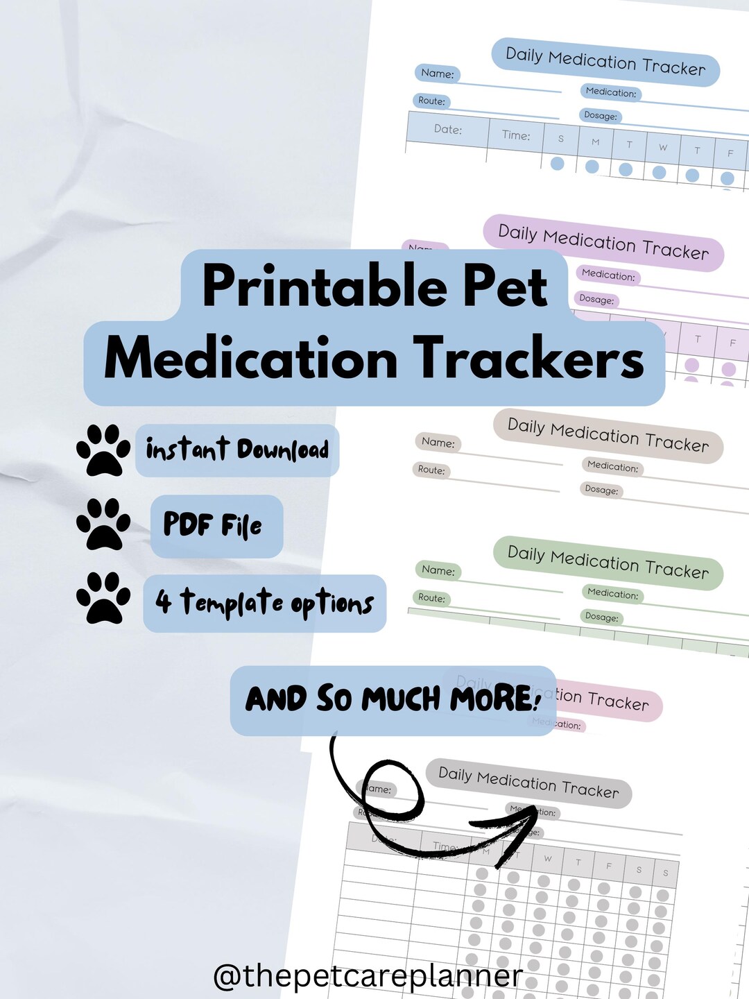 Printable Pet Medication Tracker Templates | PDF - Etsy