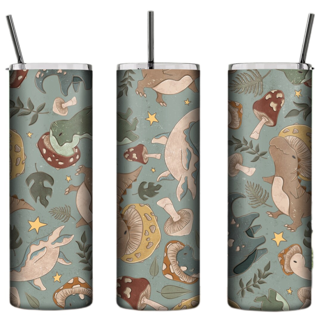 Personalised Tumbler Cottagecore Dinosaurs 20oz Tall Skinny Tumbler ...