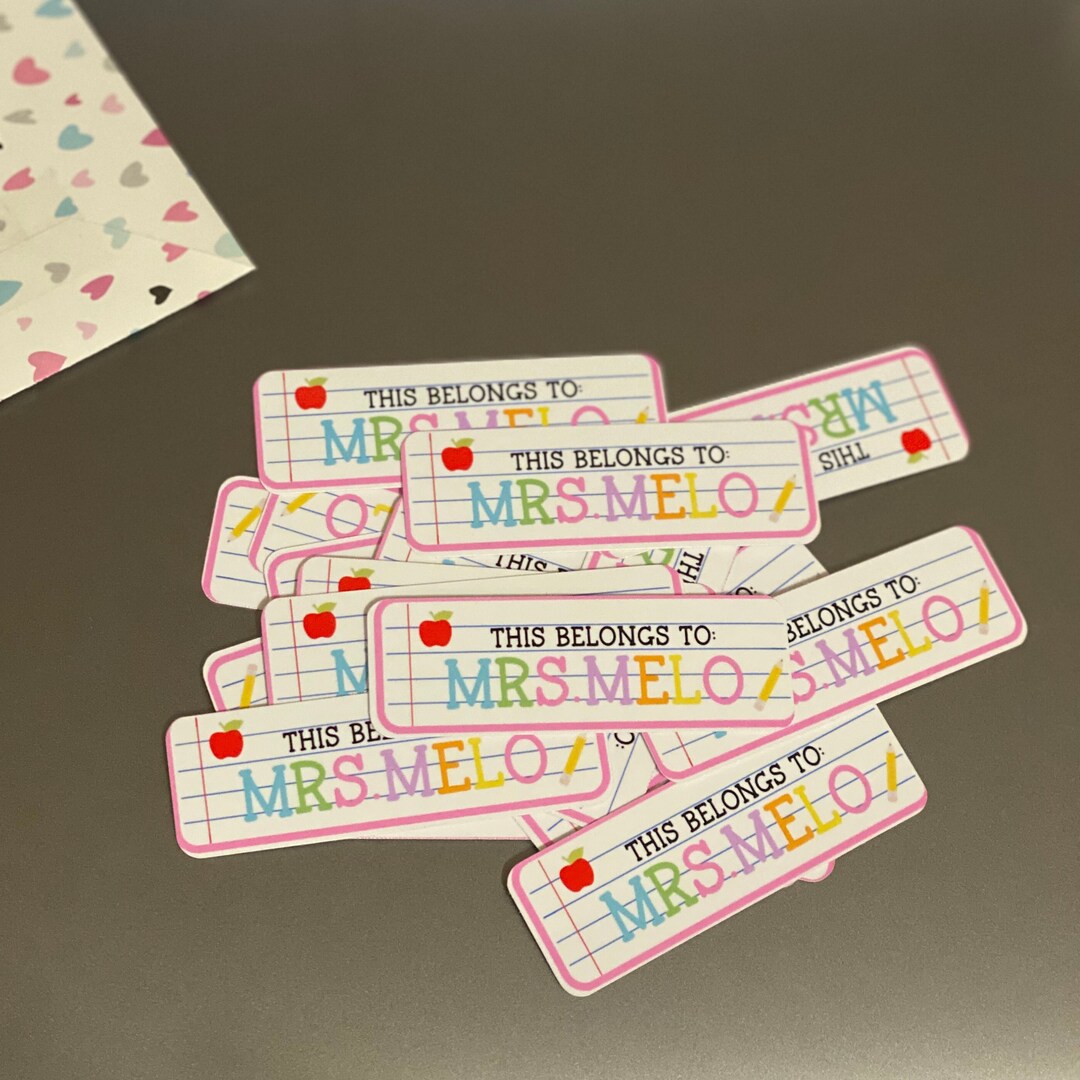 PRINTED : Teacher Book Labels - Personalized Name Labels - WATERPROOF ...