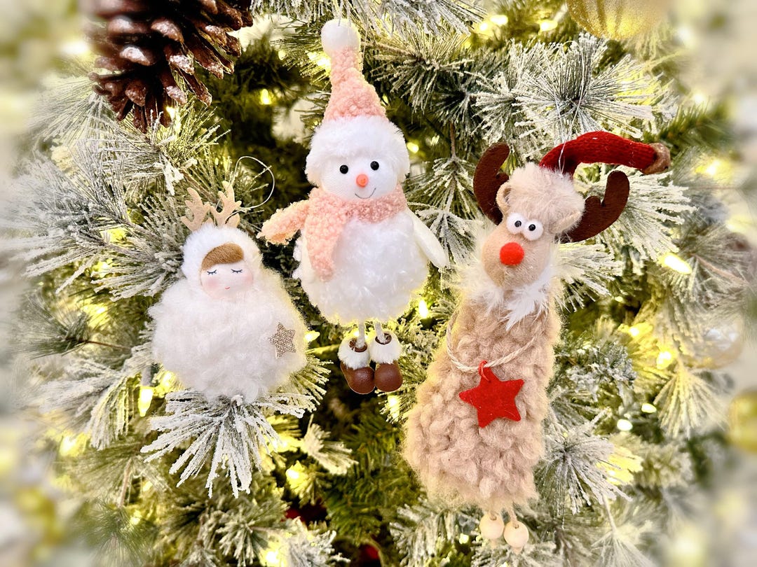 Furry Christmas Ornaments: Angel, Snowman, Reindeer, Boot - Etsy