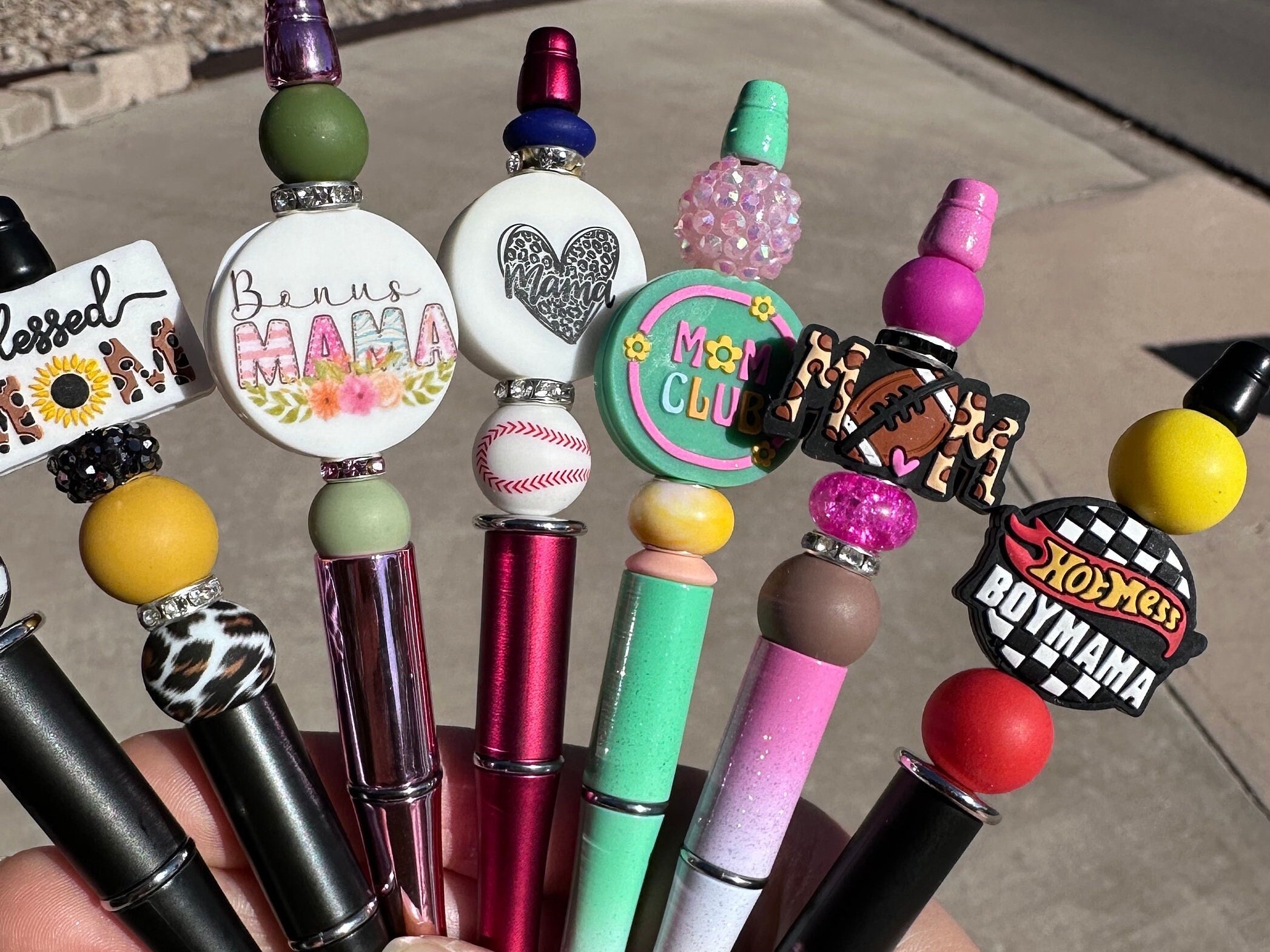 Beaded Mom Pens Hot Mess Mama Boy Mom Girl Mom Hot Mess Funny Pens ...