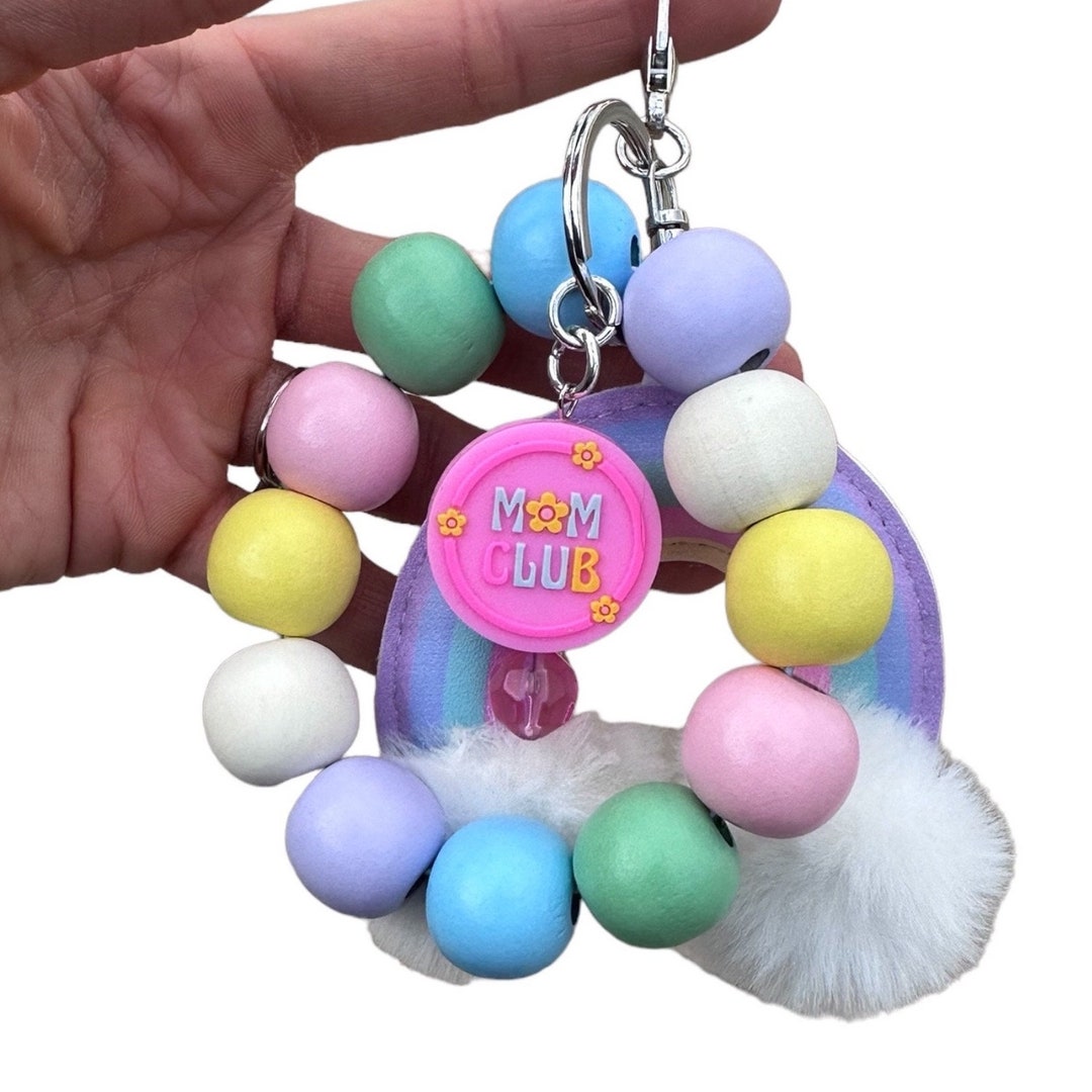 Bubble Gum Wristlet Rainbow Beaded Keychain Wristlet Colorful Wristlet ...
