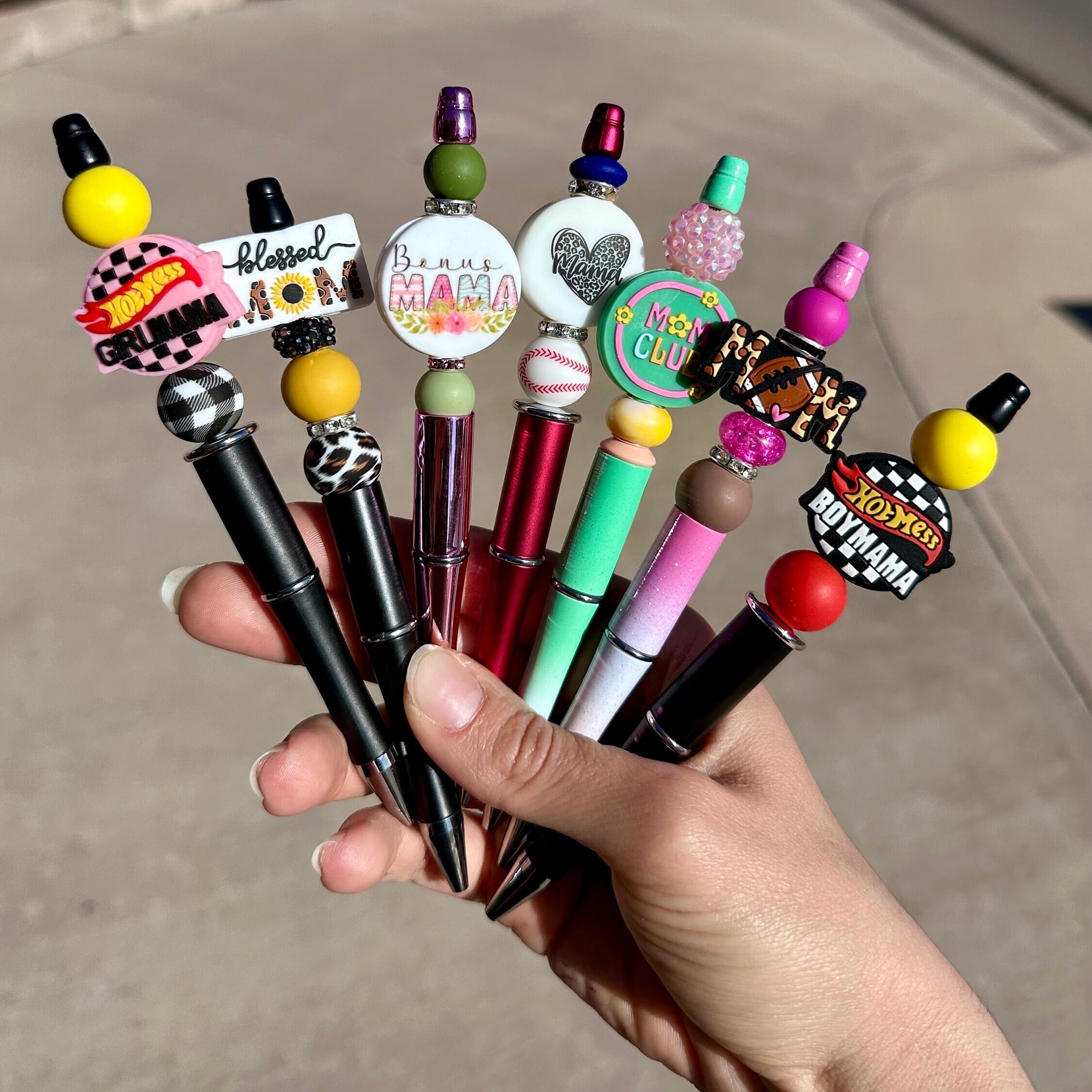 Beaded Mom Pens Hot Mess Mama Boy Mom Girl Mom Hot Mess Funny Pens ...