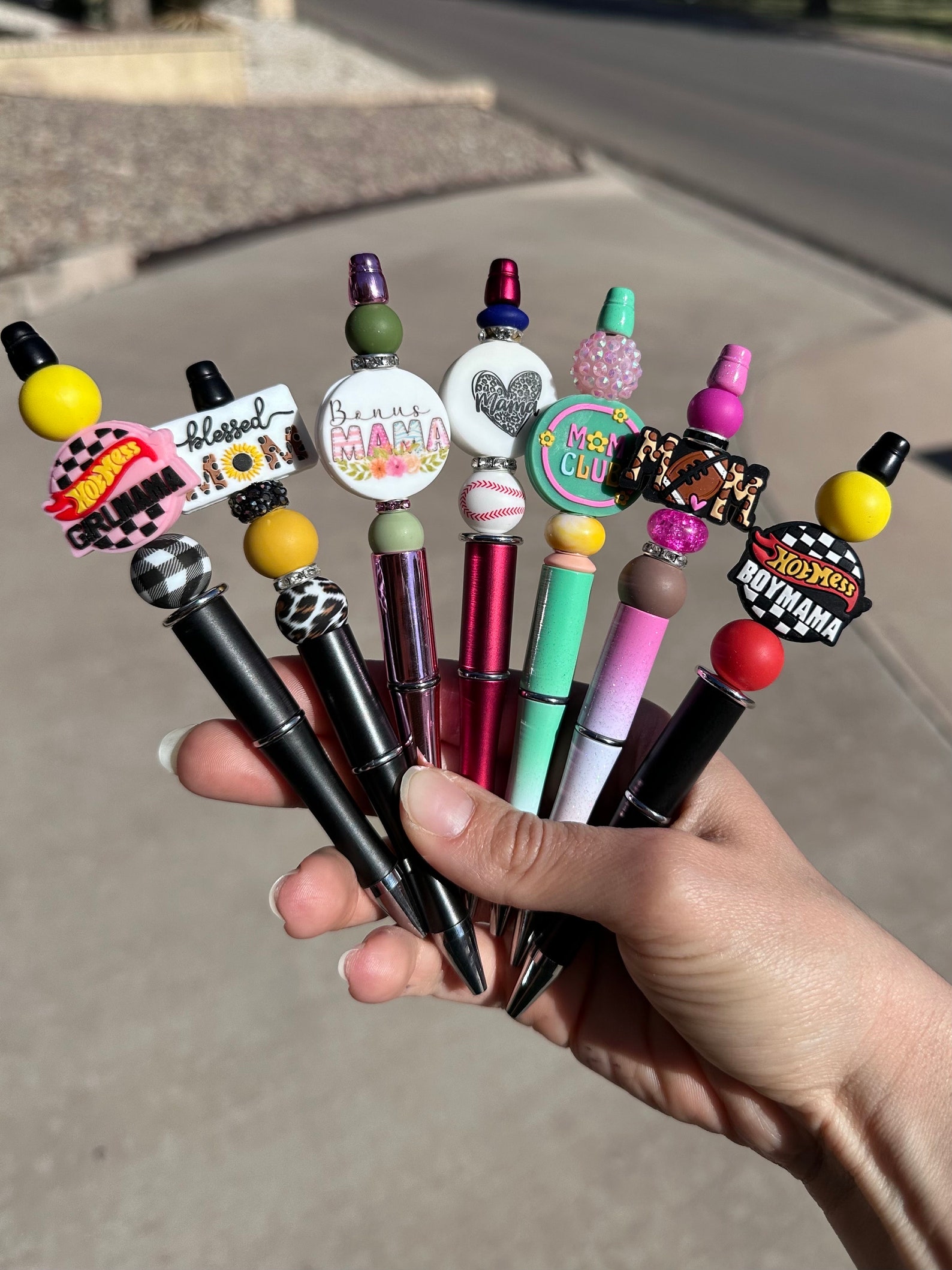 Beaded Mom Pens Hot Mess Mama Boy Mom Girl Mom Hot Mess Funny Pens ...