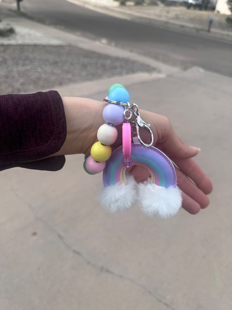 Bubble Gum Wristlet Rainbow Beaded Keychain Wristlet Colorful Wristlet ...
