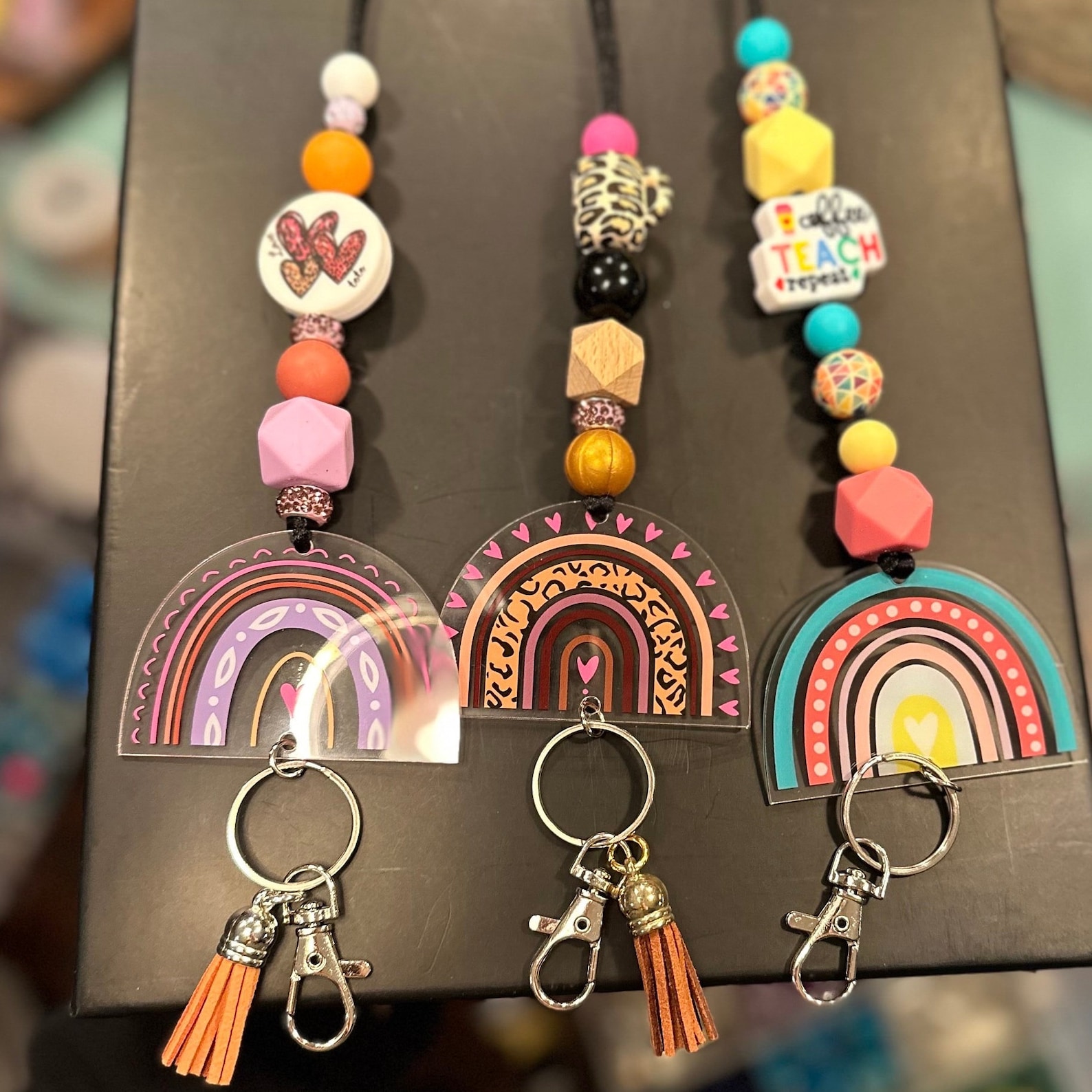 Customizable Teacher Rainbow Lanyard Colorful Lanyard Teacher Lanyard ...