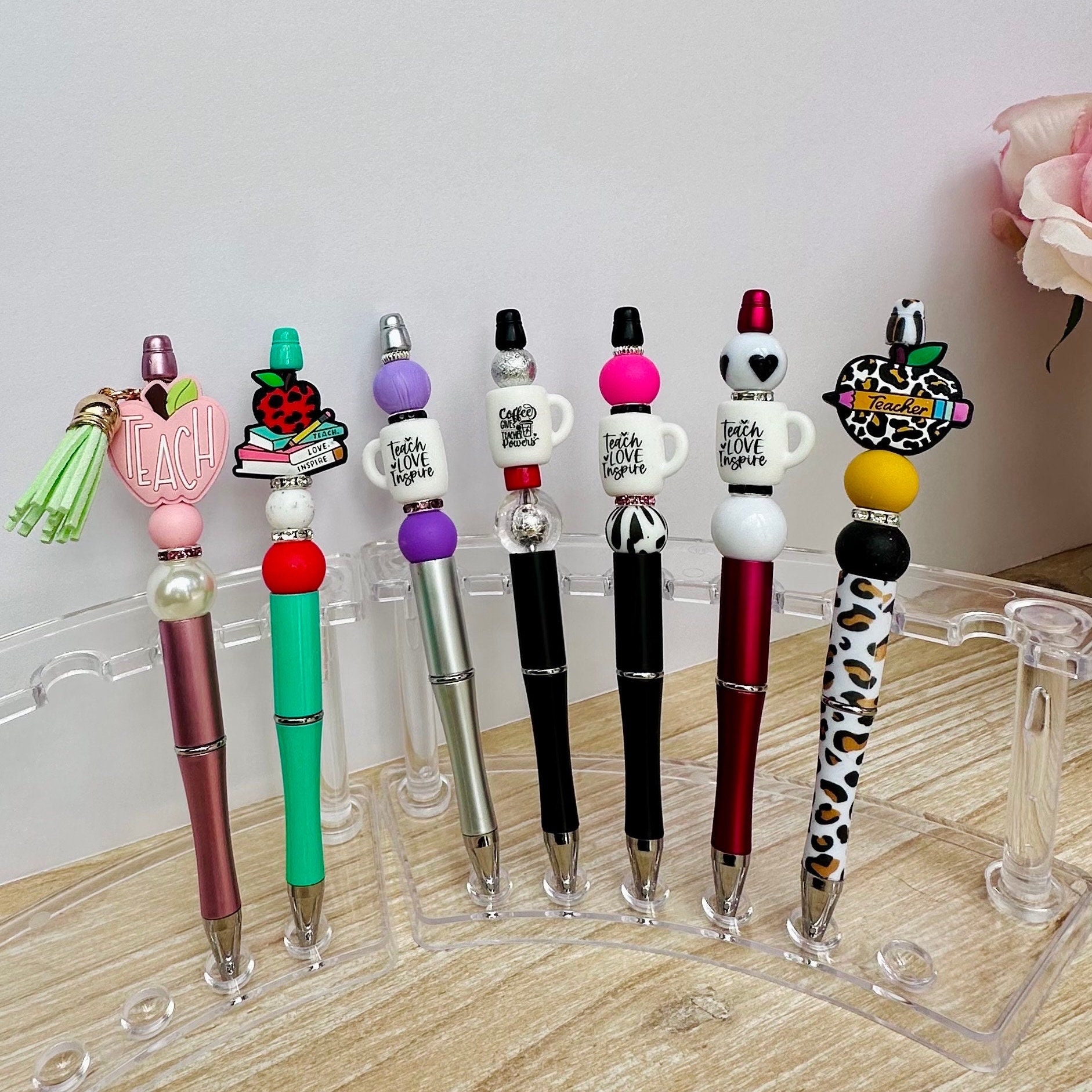 Teacher Beaded Pens Focal Bead Pens Teacher Appreciation Week School ...