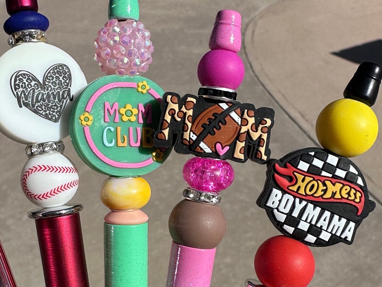 Beaded Mom Pens Hot Mess Mama Boy Mom Girl Mom Hot Mess Funny Pens ...