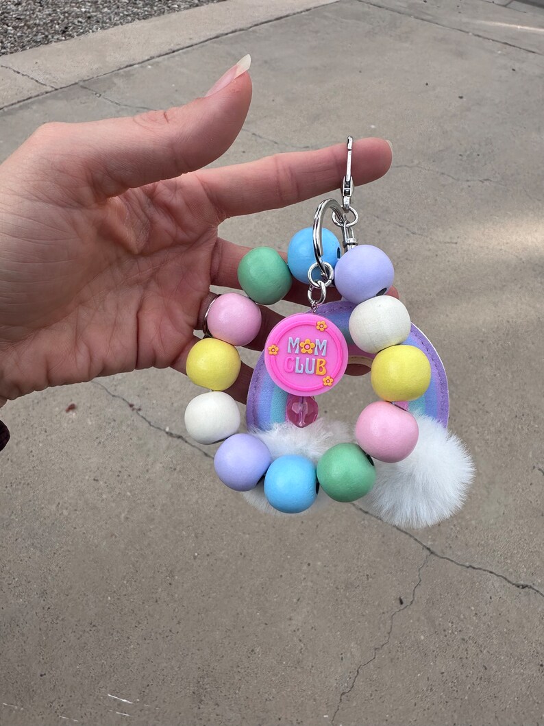 Bubble Gum Wristlet Rainbow Beaded Keychain Wristlet Colorful Wristlet ...