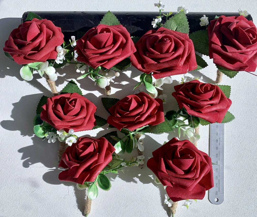 Red Rose Boutonnière Accessory | High Quality Artificial Foam Roses ...