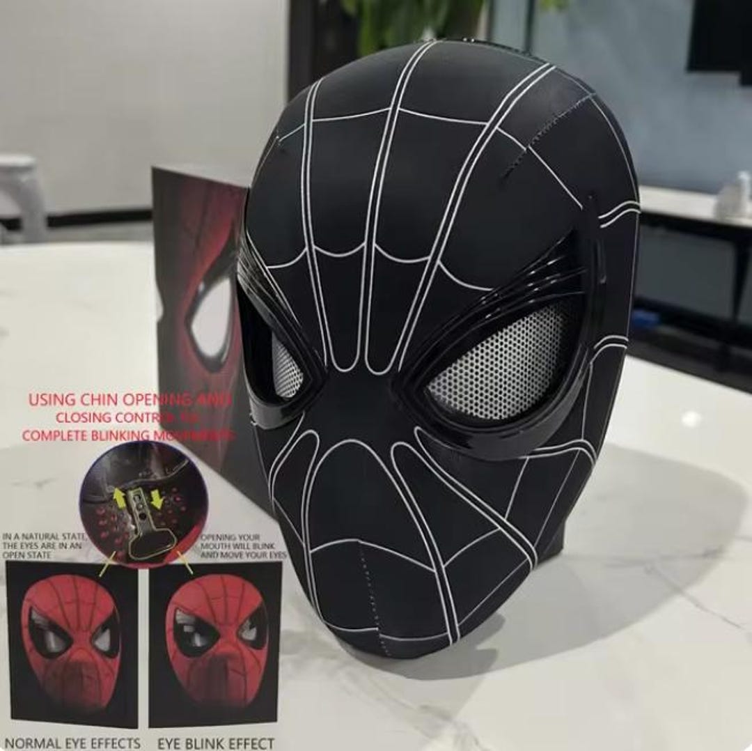 Spiderman Blinking Realistic Mask Black - Etsy