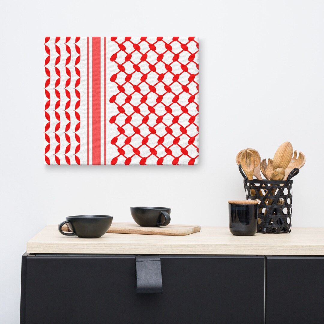 Keffiyeh Canvas Palestinian Texture Design Red Keffiyeh Design Canvas ...